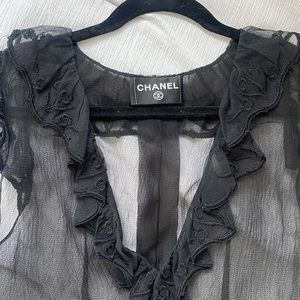 CHANEL | Tops | Chanel Hand Chiffon Lace Embroidered Top | Poshmark